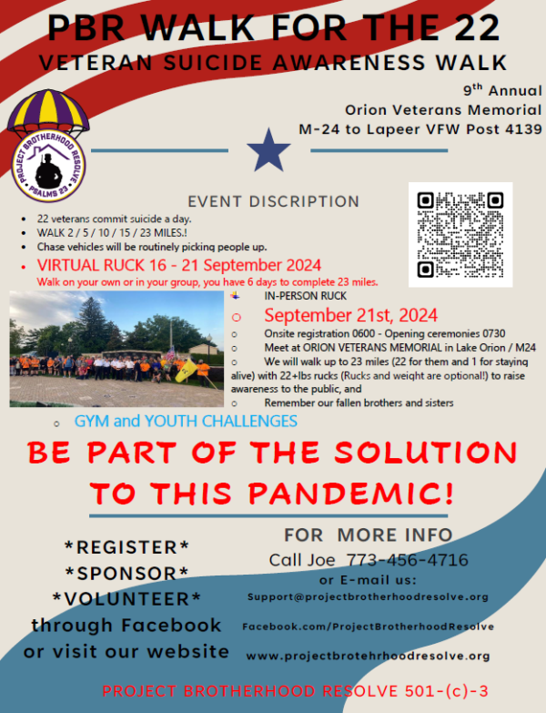 PBR Walk For The 22 - 2024 - Project Brotherhood Resolve